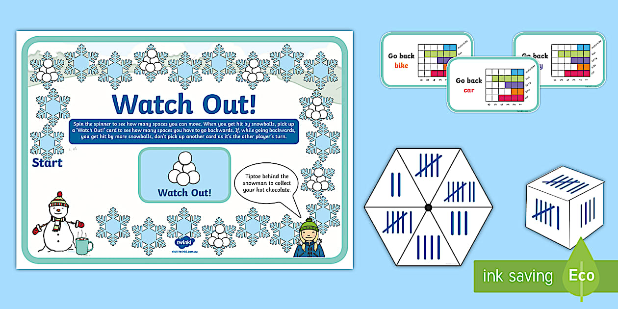 TAS Watch Out! Snowballs! Data Board Game - Twinkl