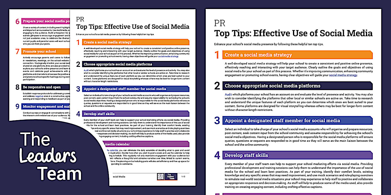 Top Tips: Effective Use of Social Media - SLT (teacher made)