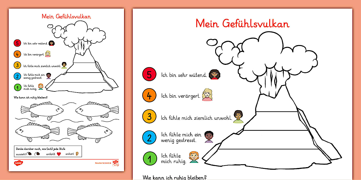 Mein Gefühlsvulkan - Arbeitsblatt (Lehrer gemacht) - Twinkl