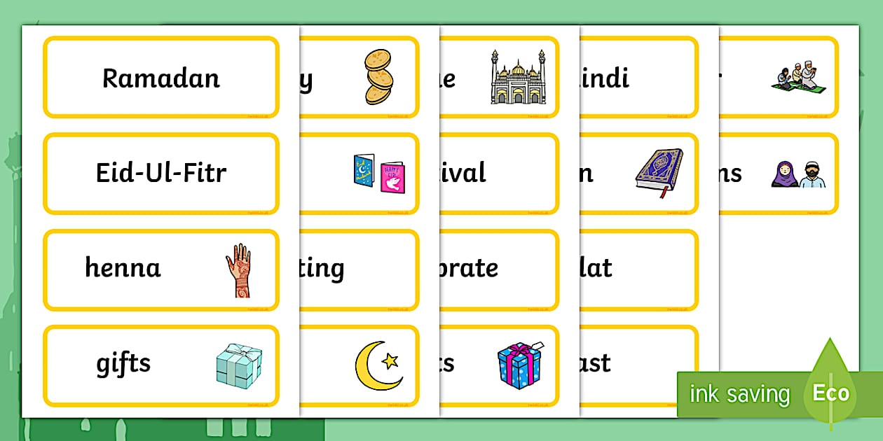 Eid Topic Word Cards (teacher made) - Twinkl