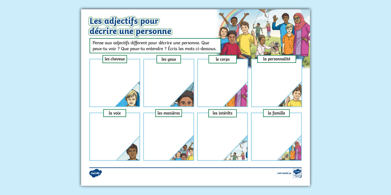 Feuille de travail : Les adjectifs pour décrire une personne