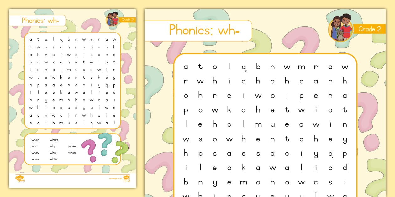Grade 2 Phonics: wh- Wordsearch