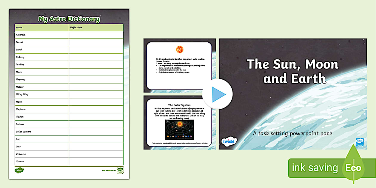 Sun, Moon and Earth Overview Differentiated Lesson Teaching Pack