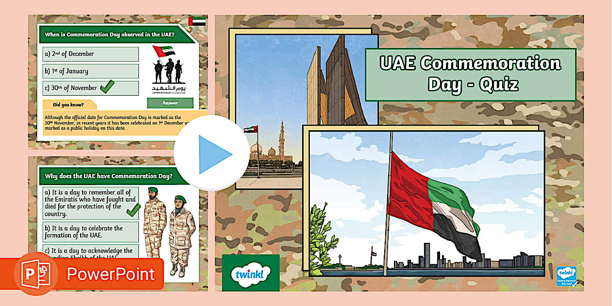 UAE Commemoration Day - Quiz PPT (teacher made) - Twinkl