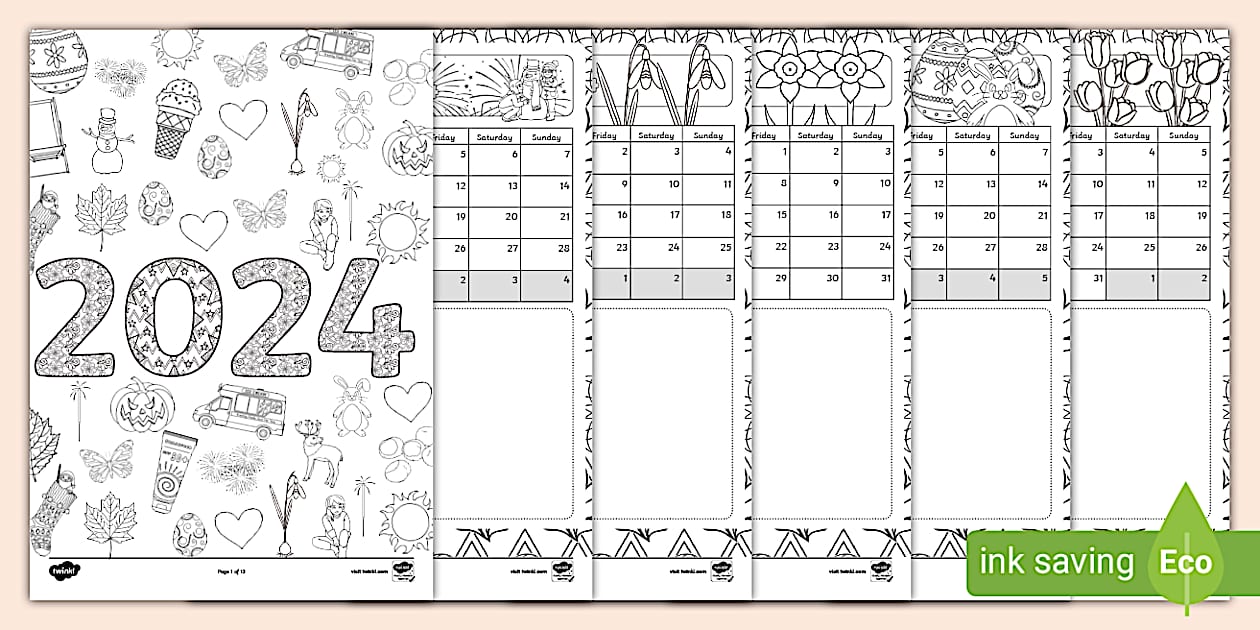 Monthly Highlights Colouring Calendar - KS1 (teacher made)