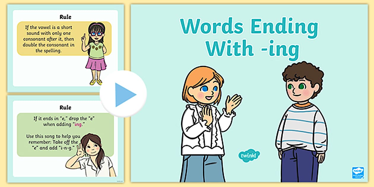 Words Ending With -ing PowerPoint (Teacher-Made) - Twinkl