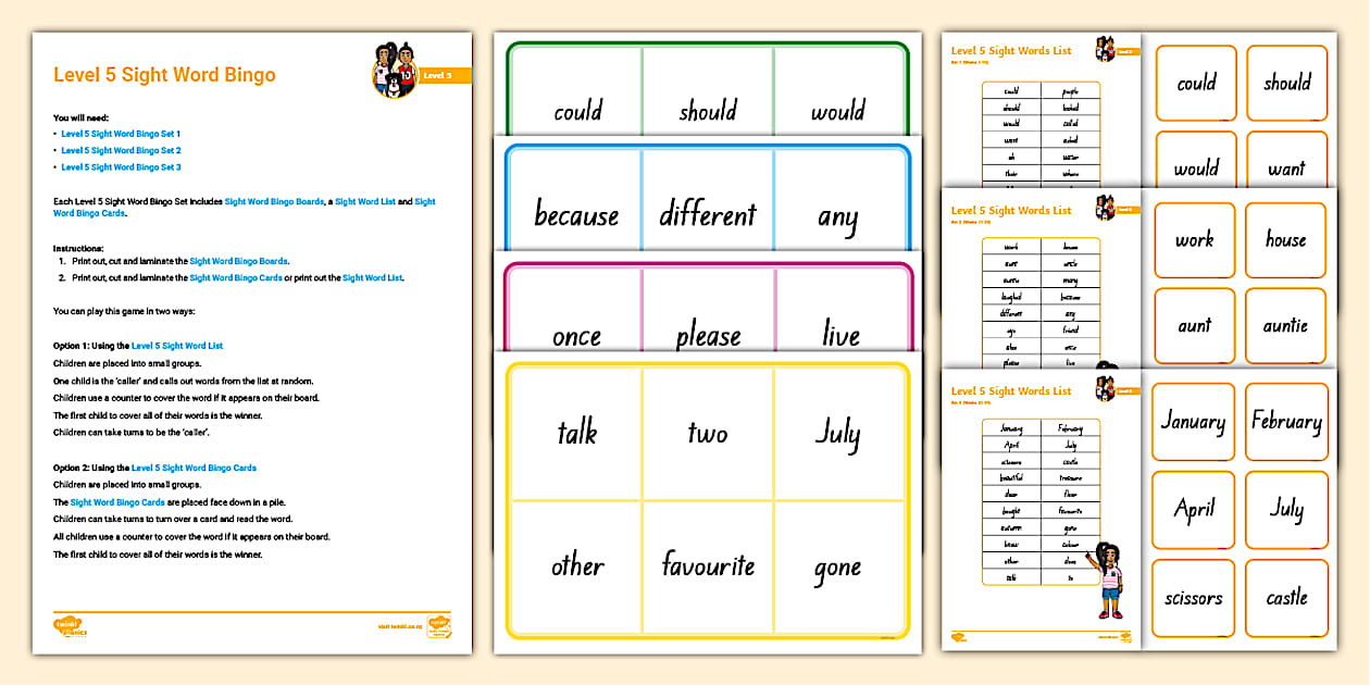 Level 5 Sight Word Bingo
