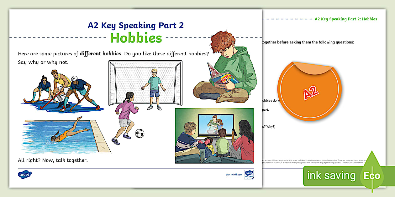 ESL A2 Key Speaking Part 2 Worksheet (Hobbies) - Twinkl