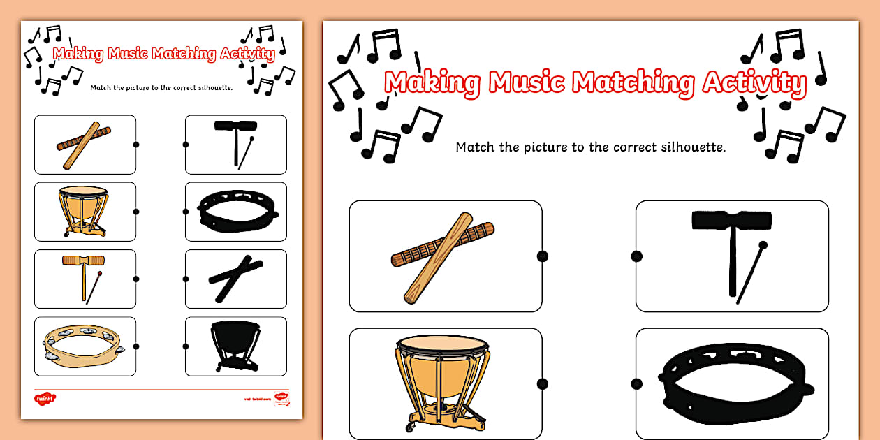 Music Silhouette Matching Activity (teacher made) - Twinkl