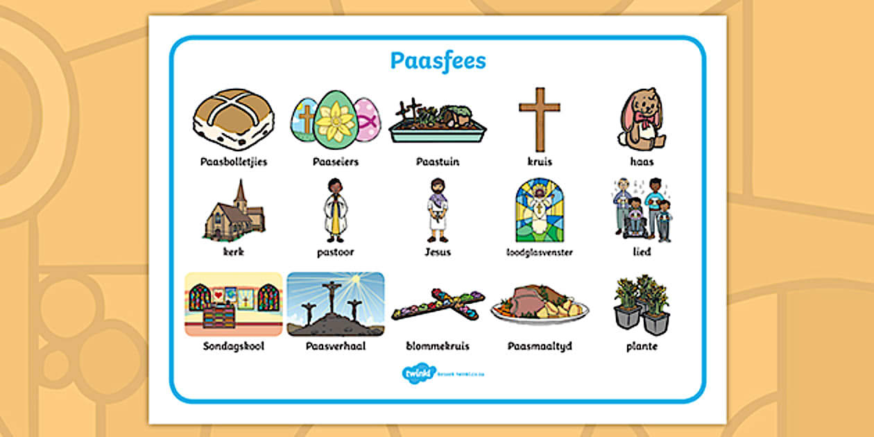 Die Paasfees Joernaal: Paasfees Woordmat - Twinkl