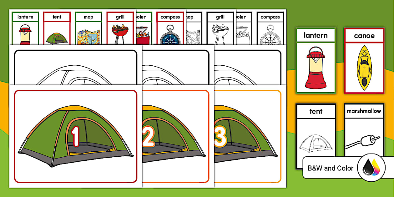 Kindergarten Campground Syllable Sorting Worksheet - Twinkl