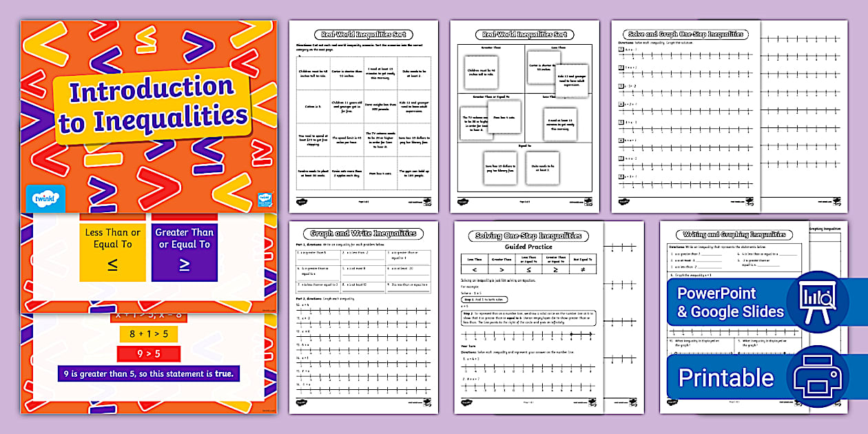 Sixth Grade Inequalities Lesson Pack (teacher made) - Twinkl