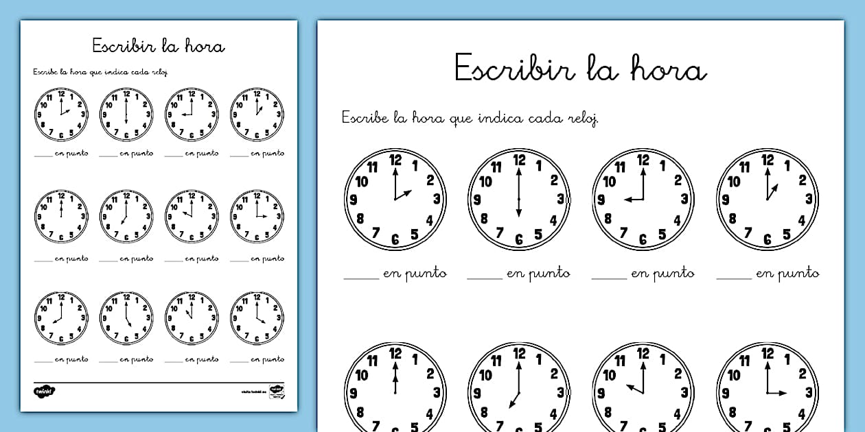 Ficha de actividad por niveles: La hora - Nivel bajo