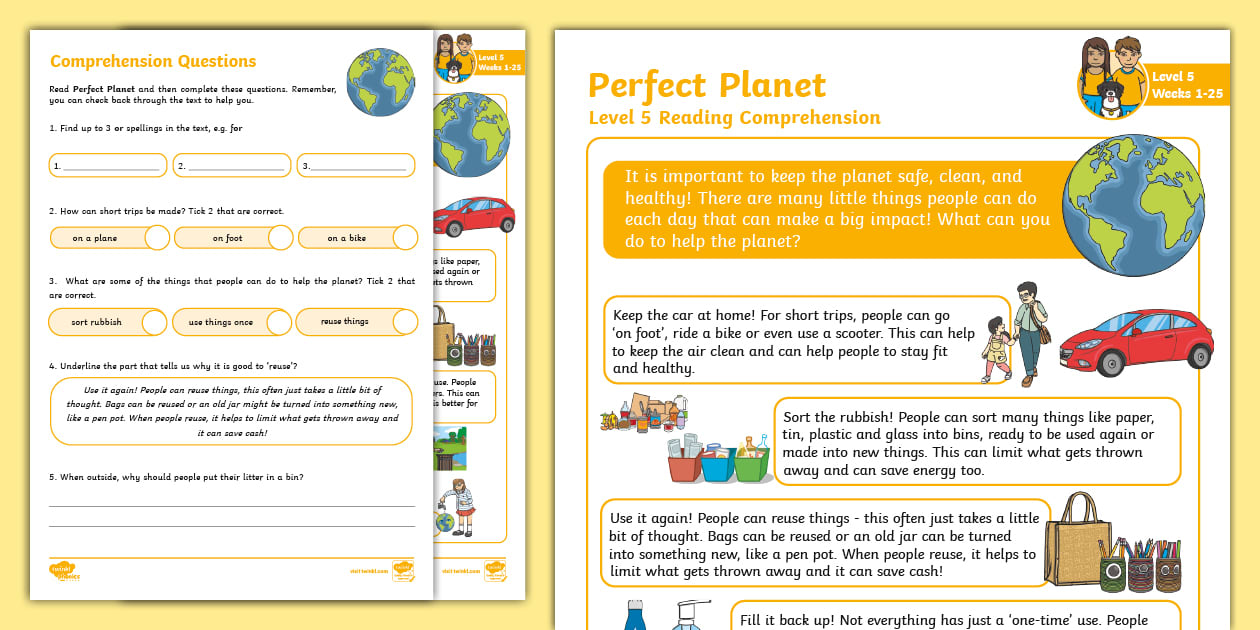 Level 5 Perfect Planet Reading Comprehension (Teacher-Made)
