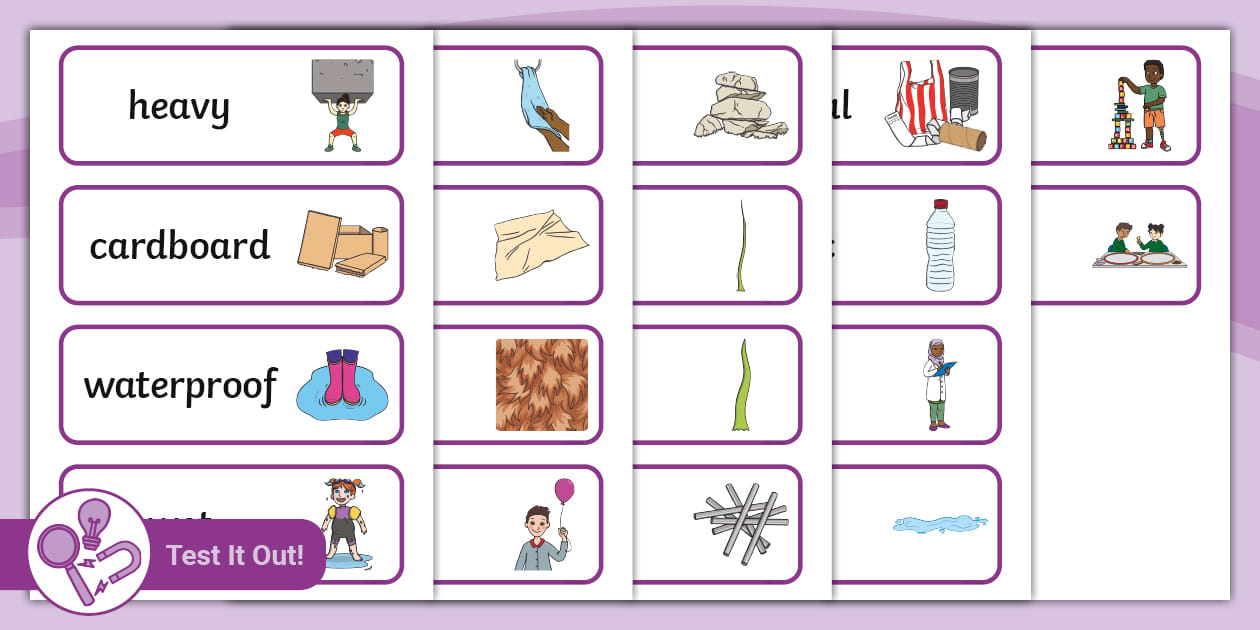 EYFS Vocabulary Cards: Test It Out! White Rose Science
