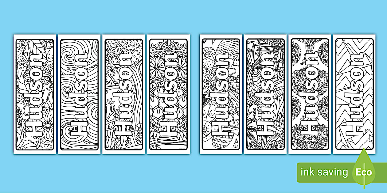 Hudson Mindfulness Name Colouring Bookmarks (teacher made)