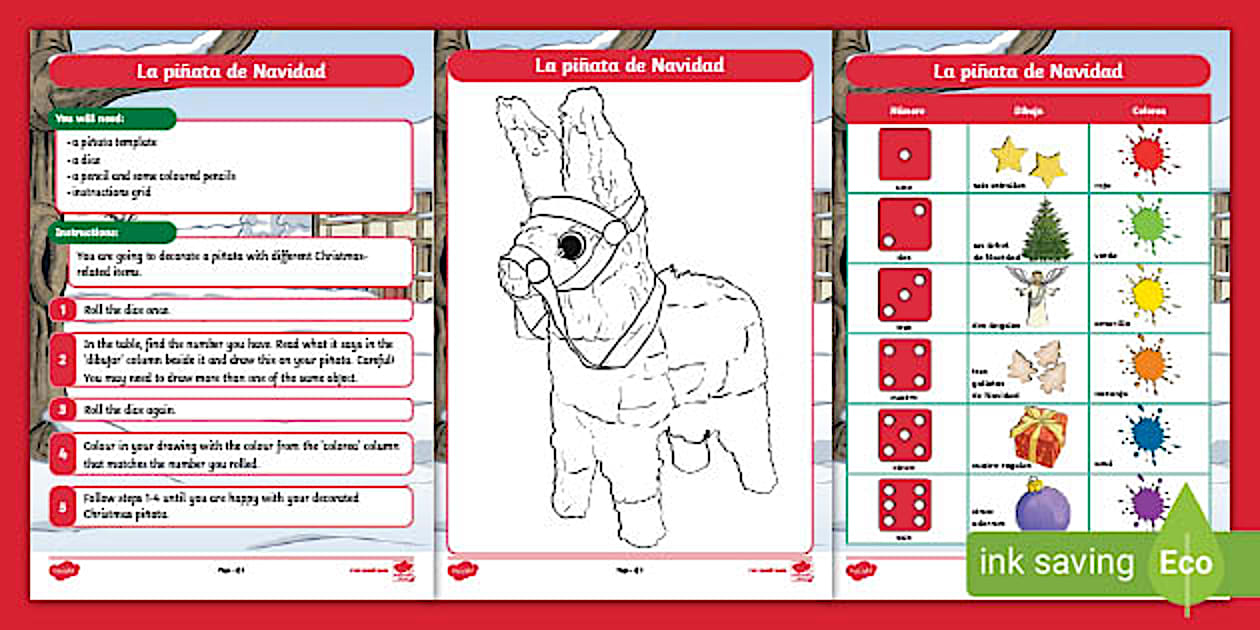 👉 Spanish: Roll a Piñata Christmas Game (teacher made)