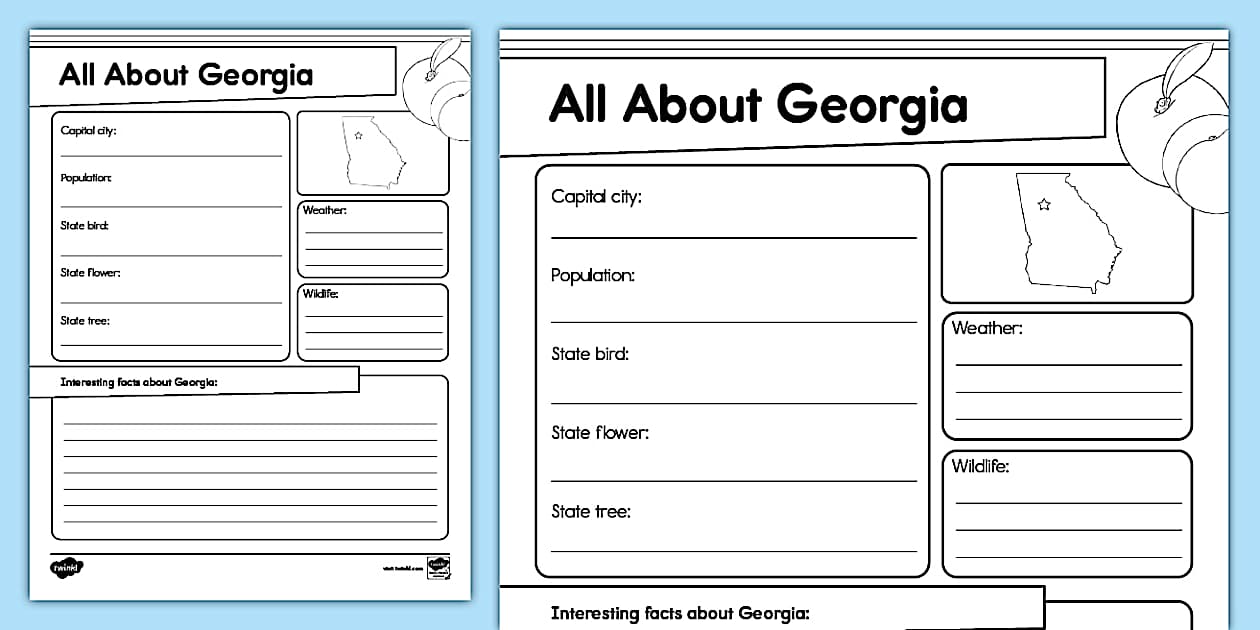 All About Georgia Research Activity for K-2nd Grade - Twinkl