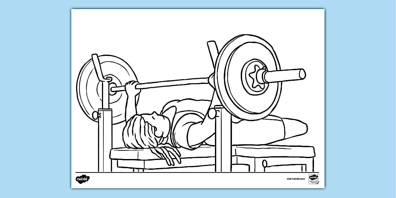 Para-Games Athlete Powerlifting Colouring Sheet - Twinkl