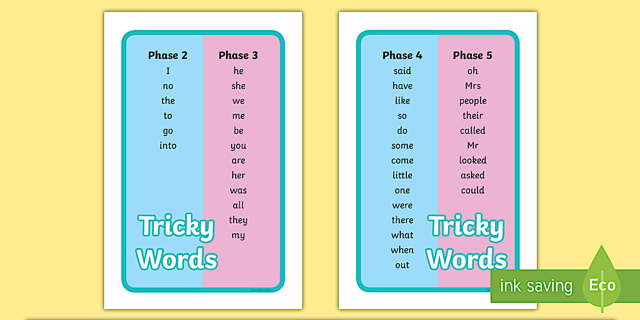 Phase 2 to 5 Tricky Words Prompt IKEA Tolsby/Fiestad Frame - Phase 2 to 5
