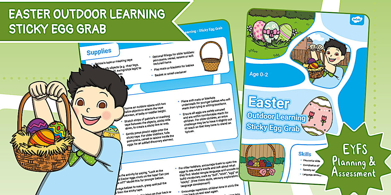 Northern Ireland EYFS Age 0-2 Outdoor Learning: Easter Sticky Egg Grab