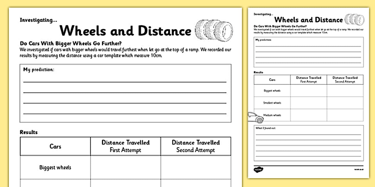 KS1 Maths Wheels and Distance Investigation Worksheet / Worksheet ...