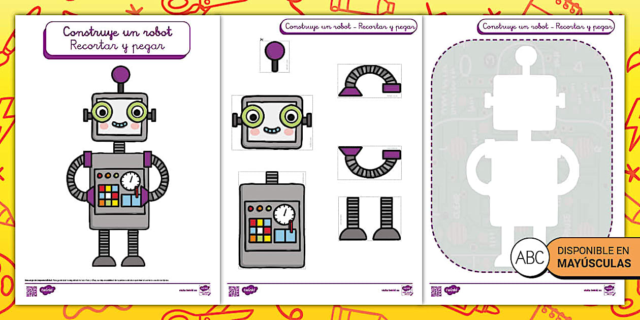 Manualidad: Construye un robot - Recortar y pegar - Twinkl
