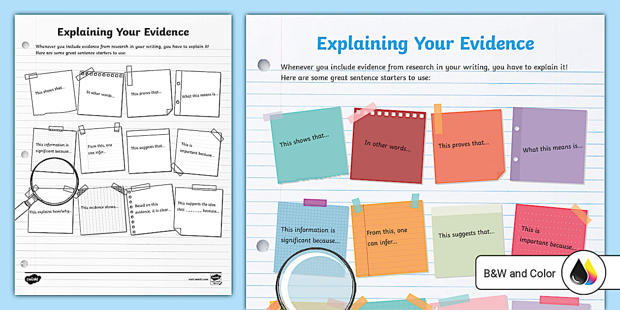 Research Explanation Sentence Stems for 6th-8th Grade
