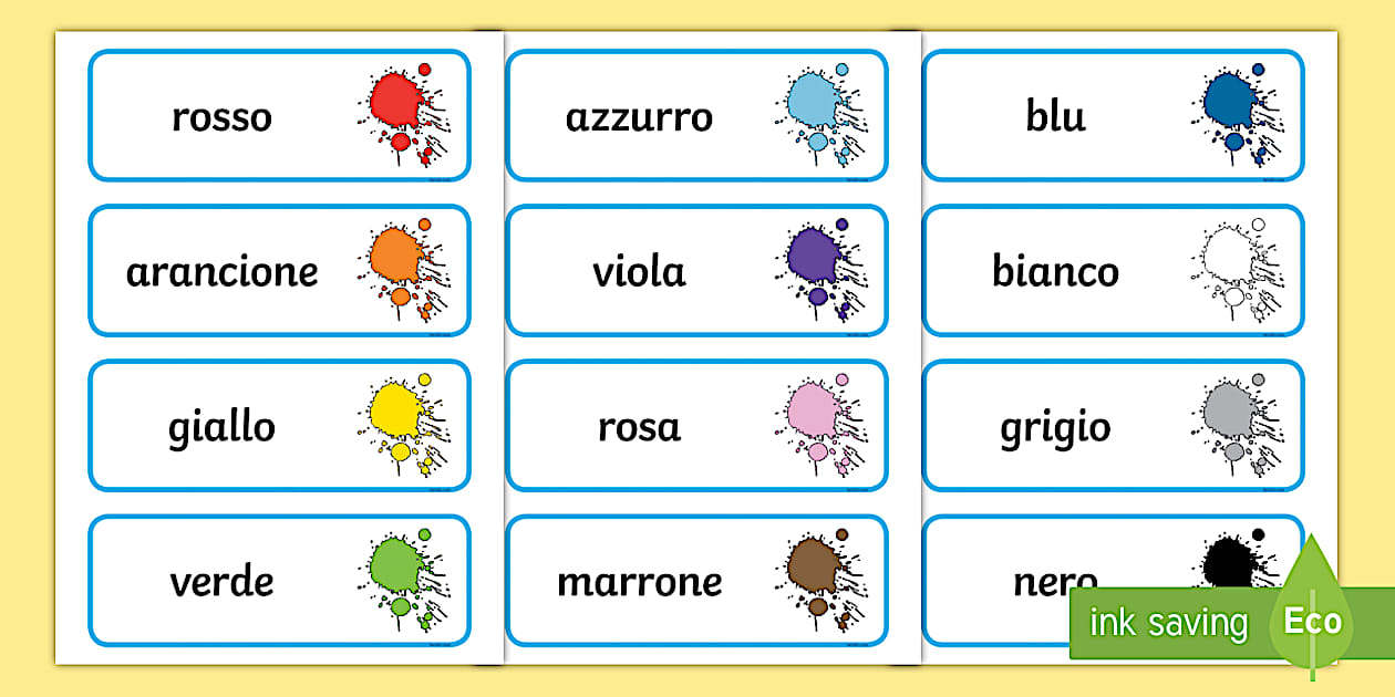 Editable Colour Word Cards Italian (teacher made) - Twinkl