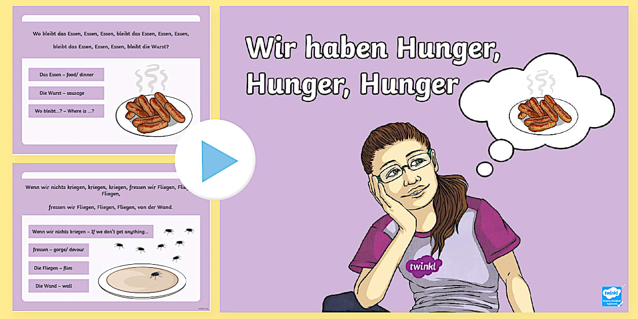 Wir haben Hunger, Lied | German Nursery Rhymes - Twinkl