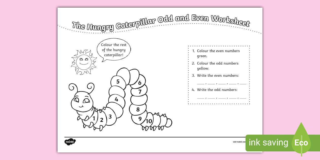 Odd and Even Worksheet to Support Teaching on The Hungry Caterpillar