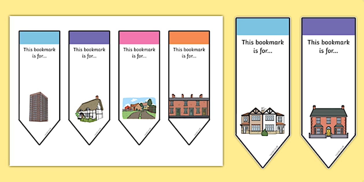 Editable Houses and Homes Bookmarks (teacher made) - Twinkl