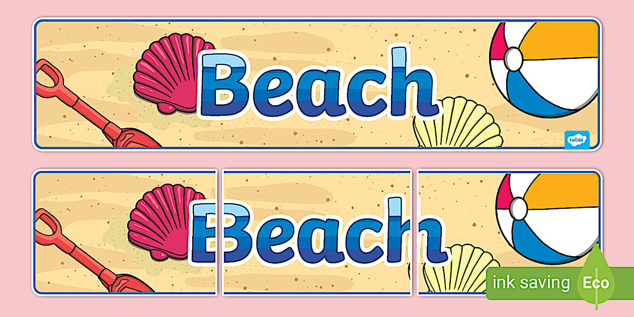 Cursive Beach Themed Banner (Teacher-Made) - Twinkl