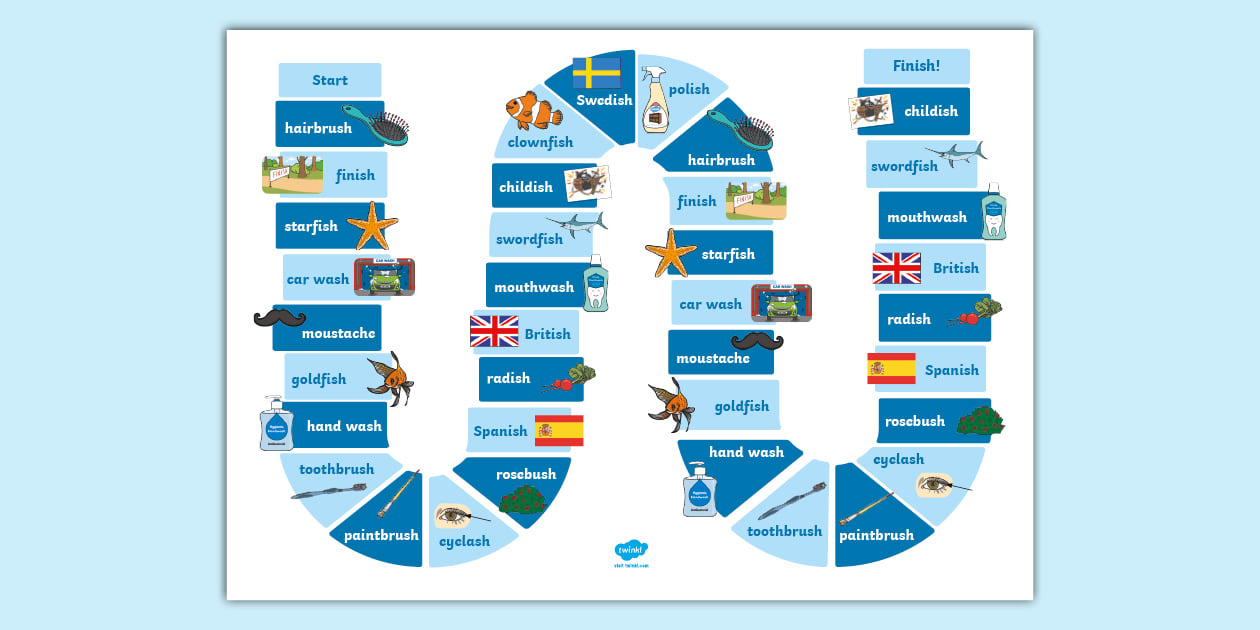 Two Syllable Final 'Sh' Sound Board Game - Twinkl
