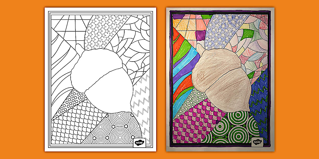 Fall Acorn Pop Art Worksheet (Teacher-Made) - Twinkl