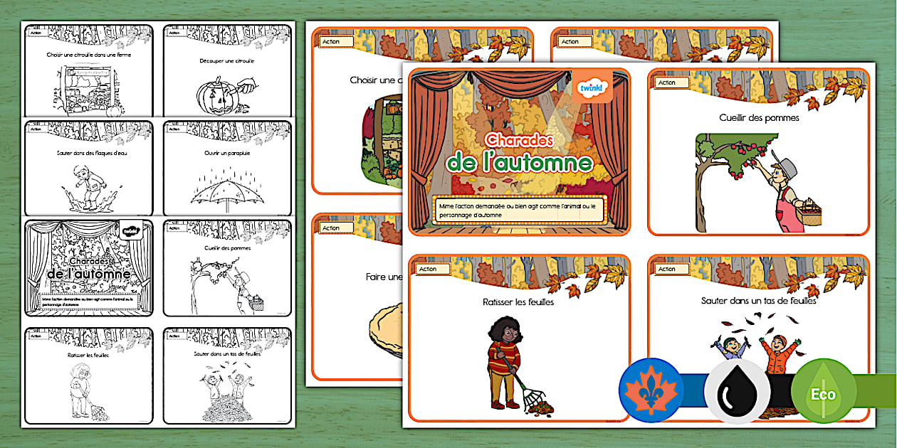 Fall Charades Cards French (teacher made) - Twinkl