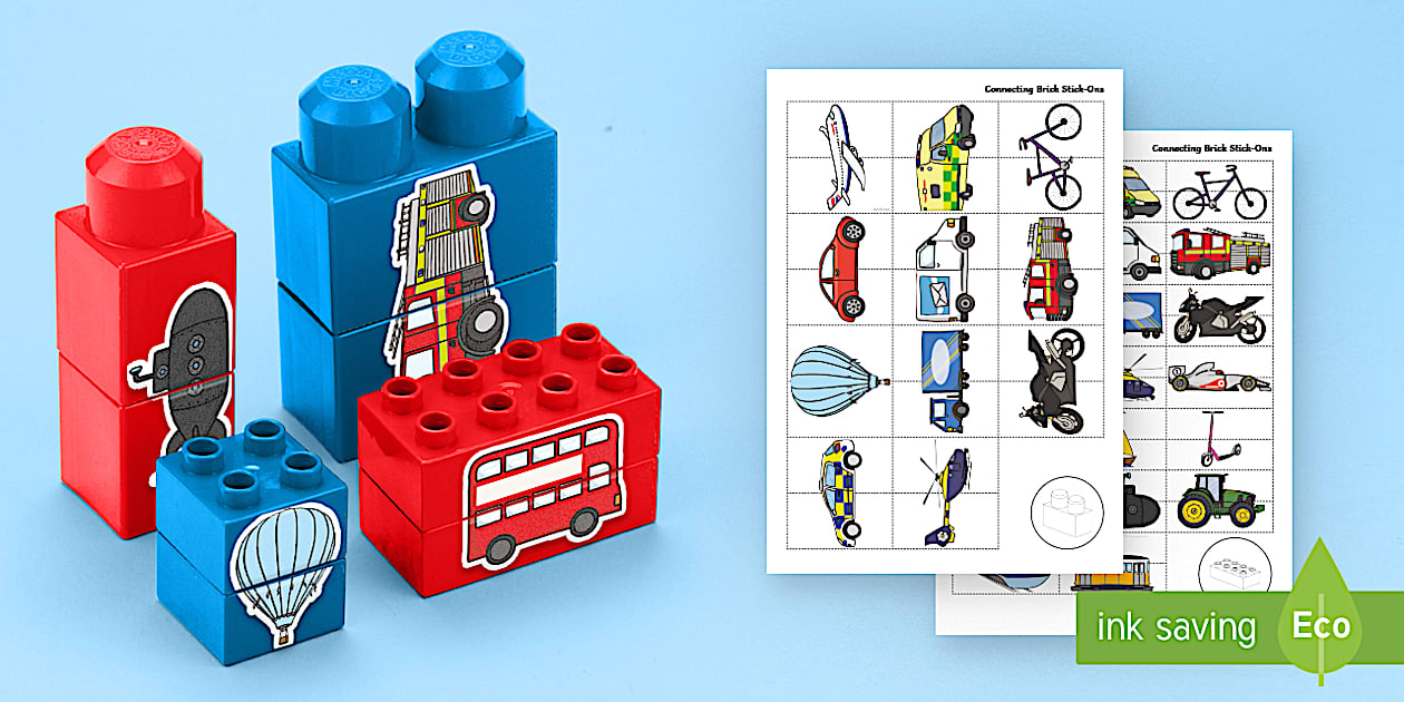 Transport EYFS Matching Connecting Bricks Game - Twinkl