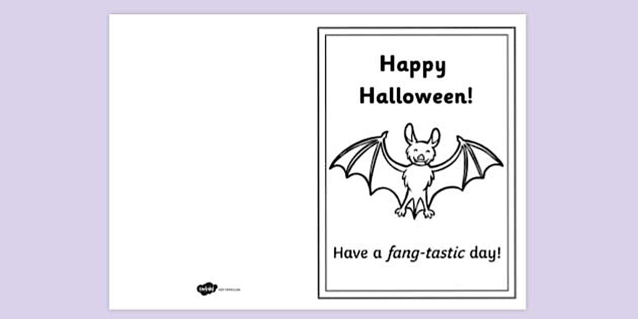 Vampire Bat Halloween Card Colouring Activity | Printable