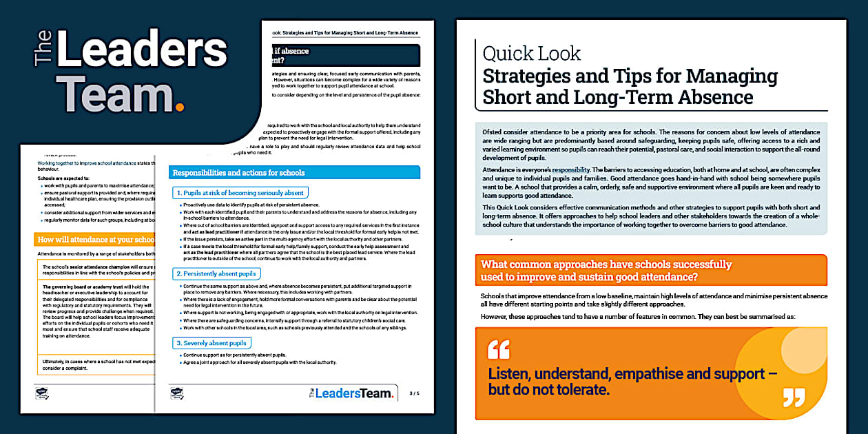 Quick Look: Strategies and Tips for Managing Short and Long-Term Absence