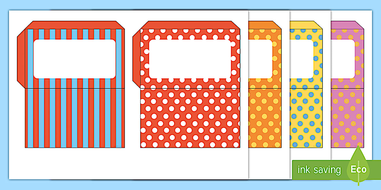👉 Editable Patterned Word Card Pockets (teacher made)