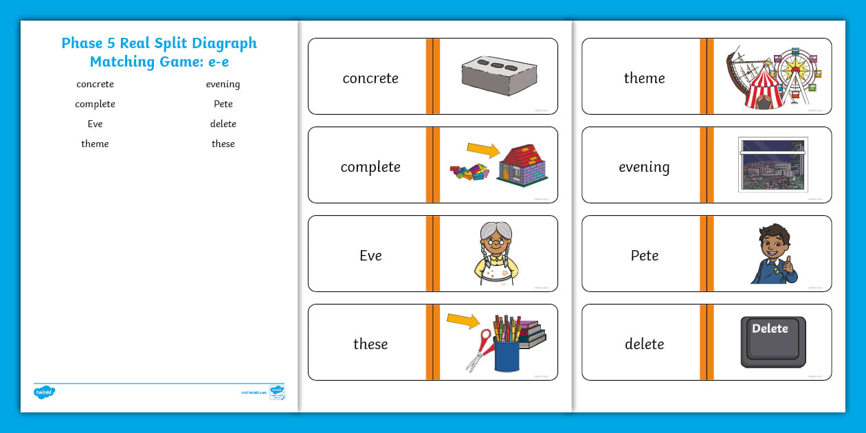 Split Digraph ee Words List Matching Cards - Phase 5 Phonics