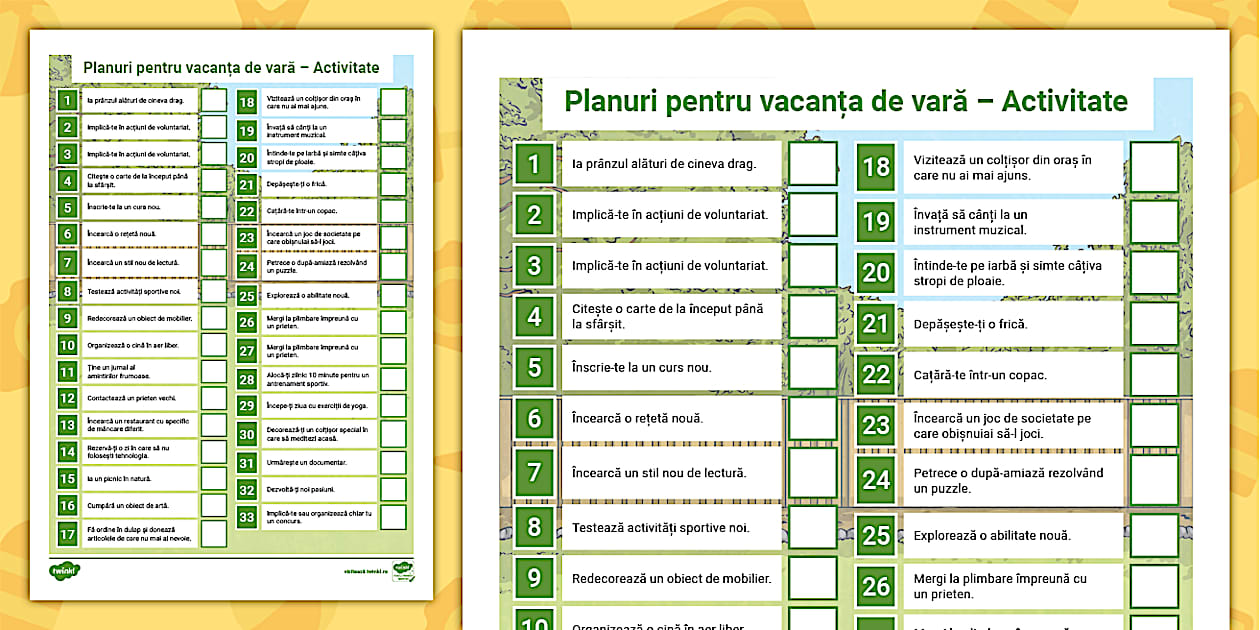 Planuri pentru vacanța de vară – Activitate pentru profesori