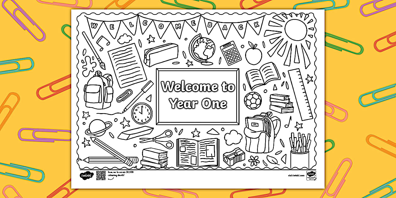 Welcome to Year One Colouring Sheet (teacher made) - Twinkl