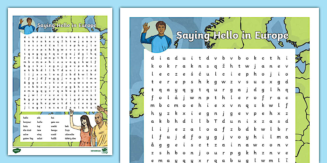 Saying Hello in Europe Word Search (teacher made) - Twinkl