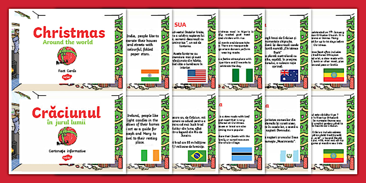 Christmas Around the World Fact Cards English/Romanian - EYFS Christmas ...