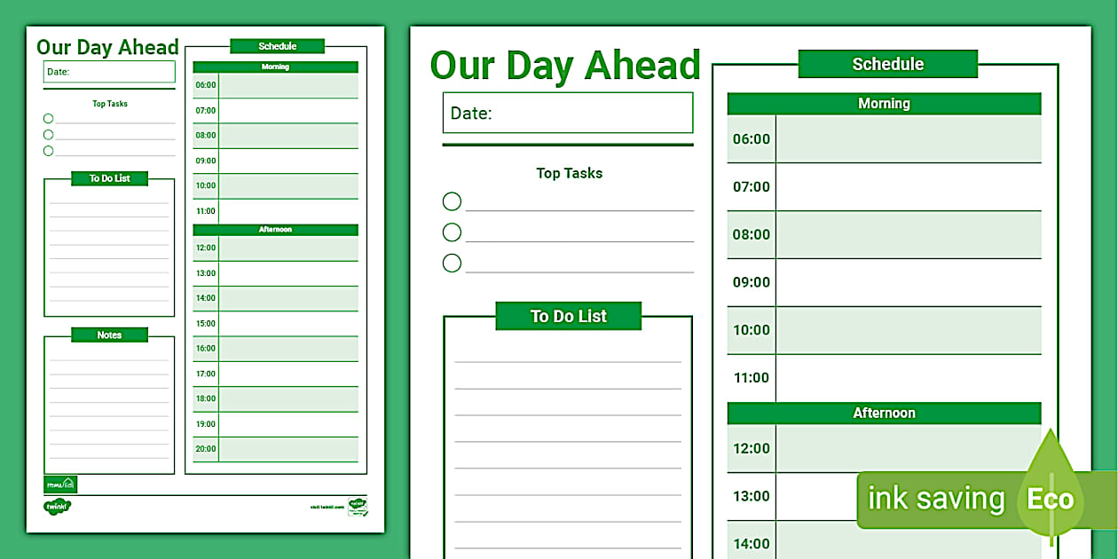 Daily Homeschool Schedule Template | Home Education | Twinkl