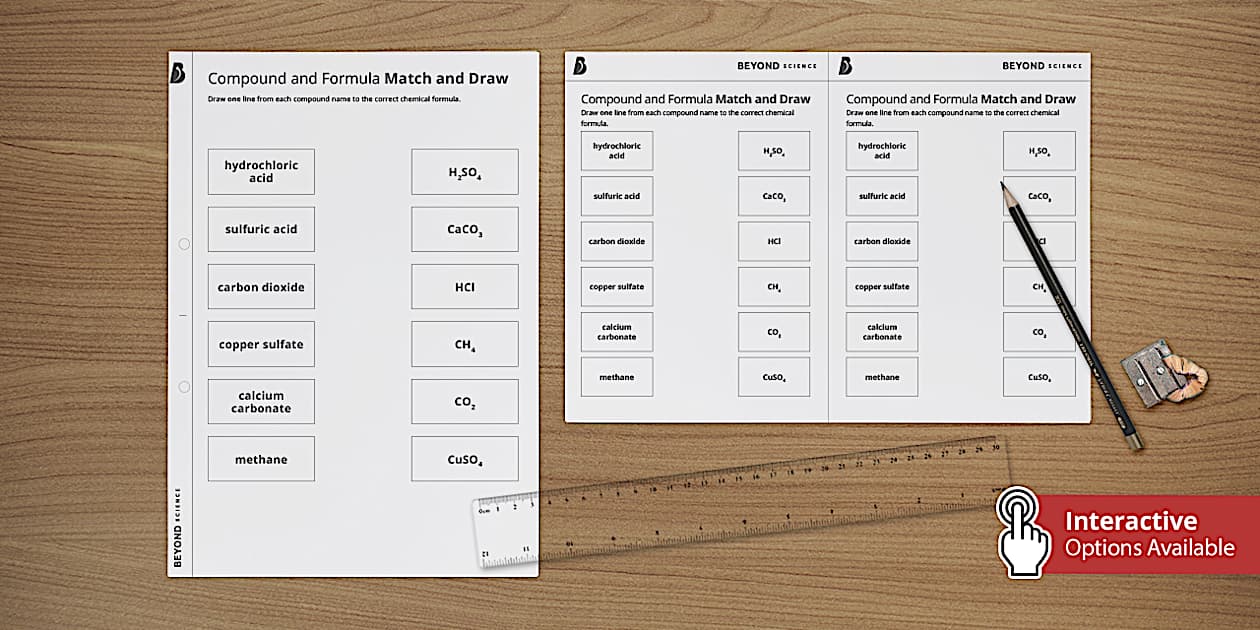 Compound and Formula Match and Draw - Twinkl