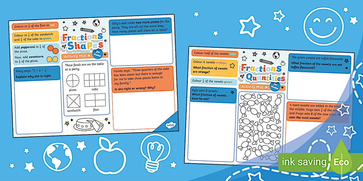 Fractions Activity Mats for Home (Ages 5 - 7) (teacher made)