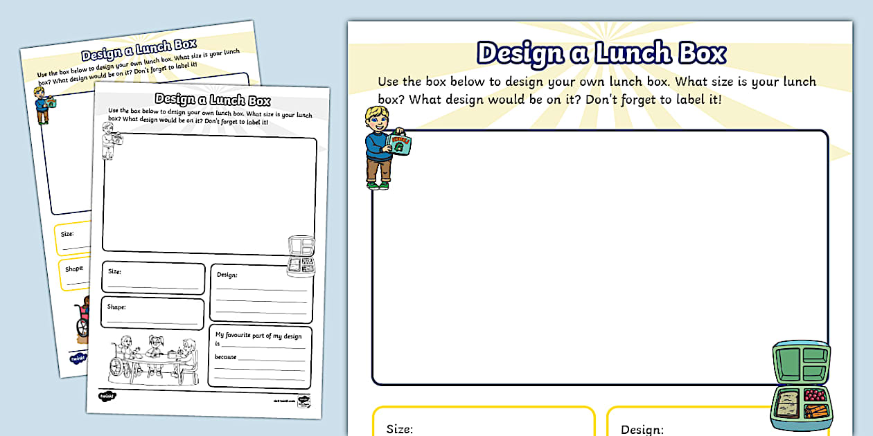 KS1 Design a Lunchbox Worksheet (teacher made) - Twinkl