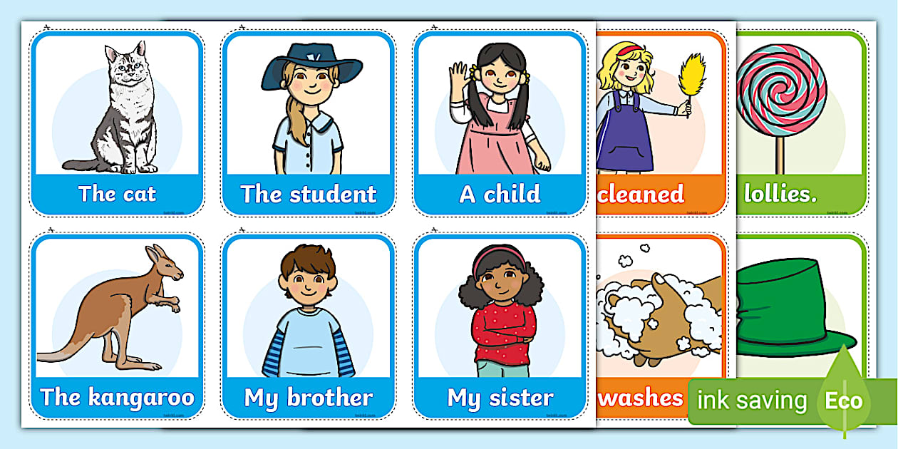 Subject-Verb-Object Sentence Creation Cards | F-2 Grammar